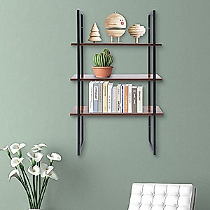 TFCFL 3 Tier Floating Shelves Wall-Mounted Shelf Rustic Geometric Wall Shelf DIY Design Storage Shelf for Living Room Study Bathroom