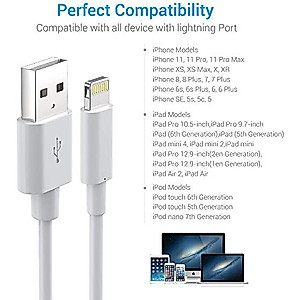Lightning Cable MFi Certified - iPhone Charger 3Pack 3FT Lightning to USB A Charging Cable Cord Compatible with iPhone 14 13 12 SE 2020 11 Xs Max XR X 8 7 6S 6 Plus 5S iPad Pro iPod Airpods - White