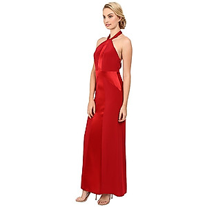 Jill Jill Stuart Women's Halter Satin Back Crepe Gown, Redwood, 10