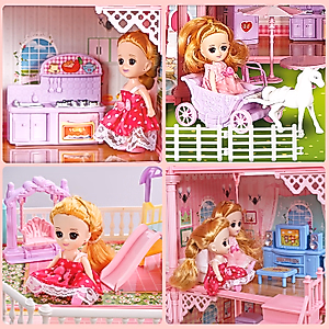 Huge Doll House Dollhouse with Light, Gift for Girls