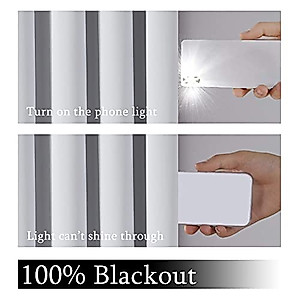 lefeng Set of 4 Curtain Panels Mix and Match GEO 100 Full Blackout Curtains & Geometric Woven Sheer for Bedroom Living Room, Thermal Insulated Energy Efficient Noise Reducing, 52 x 63 inch, White