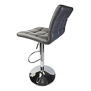 koonlert14 Contemporary Bar Stools Hight Adjustable Seat Hydraulic 360 Degree Swivel Sturdy Steel Frame Quadrate cushion Seat Dining Chair Bar Pub Stool Home Office Furniture - Set of 4 Grey #1935gry