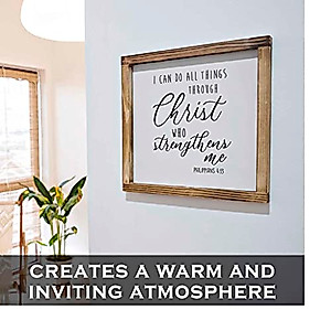 I Can Do All Things Through Christ Wall Art Sign 12x12 Inch, Christian Wall Art, Bible Verse Wall Decor Scripture Wall Art Philippians 4 13 Wall Decor Wooden Bible Verse Sign Farmhouse Wall Décor
