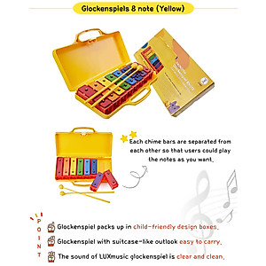 RAONZENA Professional Xylophone 25note, Glockenspiel,Xylophone for kids,Xylophone for gift,Glockenspiel that learns the basics of music (8note rainbow)
