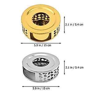 Angoily 2pcs Stainless Steel Teapot Warmer Metal Teapot Heater with Tealight Holder Candle Base Coffee Tea Warmer for Home Restaurant Camping