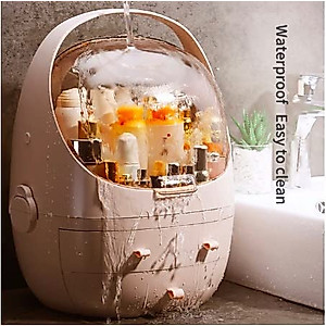 SHINYSTAR Extendable Large Cosmetic Storage Organizer with Drawers-Clear Makeup Box with Lid and Handle-Beauty Organizers and Storage Countertop-Skincare Organizers Dust Water Proof (Light Pink)