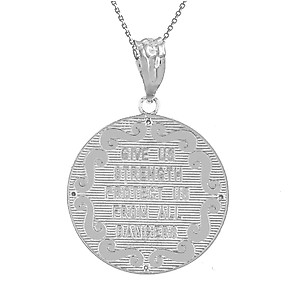 .925 Sterling Silver Saint Michael The Archangel White Cubic Zirconia Accented 1” Medal Pendant Necklace with Rolo Chain - 20" Chain