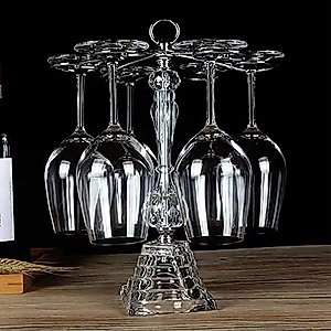 6 Holder Crystal Wine Glass Holder, Scrollwork Rotate Stemware Rack Drying Rack for Tabletop