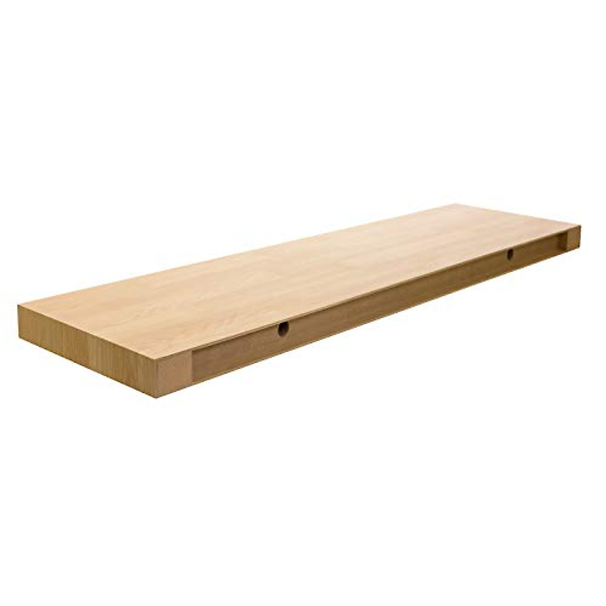 Kiera Grace Uniquely Modern Stockholm Aberg Engineered Wood Floating Wall Shelf with LED Light for Home, Room, & Office, 9.25”L x 35.4”W x 1.5”H, Oak Beige