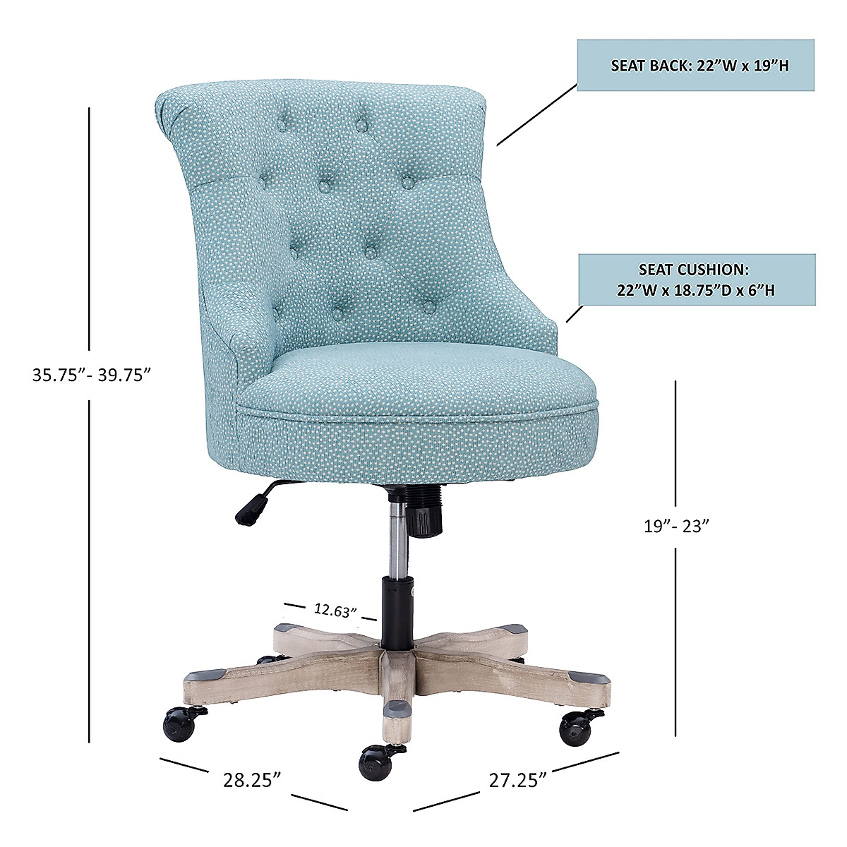 Linon Amzn0240 Talia Light Blue Office Chair, Gray