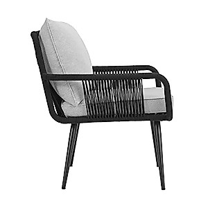 Andover All-Weather Outdoor 29"H Rope Armchairs with Light Gray Cushions, Set of 2 - Comfortable Patio/Porch Seating, Water-Resistant Cushions, Modern Furniture, Weatherproof, Indoor/Outdoor