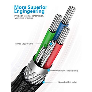 Micro USB Cable, Spater Nylon Braided Cord Android Charger (2-Pack, 6.6 Feet) Sync and Fast Charging Cable Compatible with Samsung, Kindle, Android Smartphones, Moto G5, PS4 (Black)