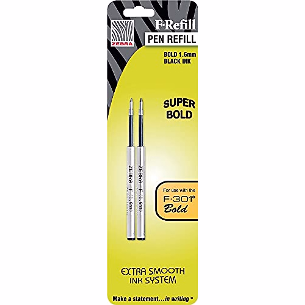 ZEBRA 82712 Refill For F-301, F-301 Ultra, F-402, 301A, Spiral Ballpoint, Black, Bold, 2/Pk