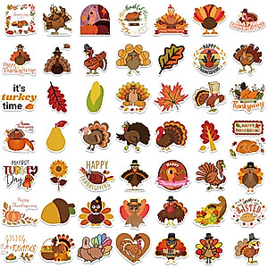 100 Pcs Thanksgiving Stickers Pack Pumpkin Fall Sticker Decals Waterproof Cute Aesthetic Stickers for Kids Aldults Teens Thanksgiving Day Decoration Gifts
