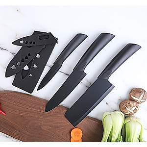 Generic Knife Sets, Black Kitchen Knife Set with Stainless Steel Kitchen Knife, Melon Planer, Holder, Suitable for kitchens, hotels, and restaurants