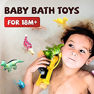 No Hole Baby Dinosaur Bath Toys for Toddler, 12 PCS Mold Free Kids Bathtub Pool Toys