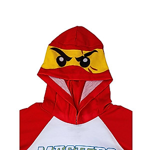 LEGO Ninjago Little/Big Boys Hooded Long Sleeve 2 Piece Pajama Set, Red/Grey, 6-7