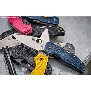 Spyderco Native 5 Signature Knife with 2.95" Maxamet Steel Blade and Gray FRN Handle - PlainEdge - C41PGY5