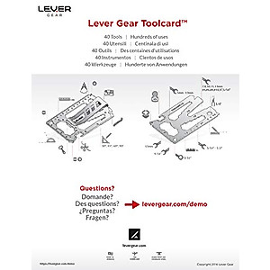 Lever Gear Toolcard Pro - 40 in 1 Credit Card Multitool. Slim, Minimalist Survival Card Wallet Tool Card. TSA Approved Multitool Card Pocket Tool. (Black)