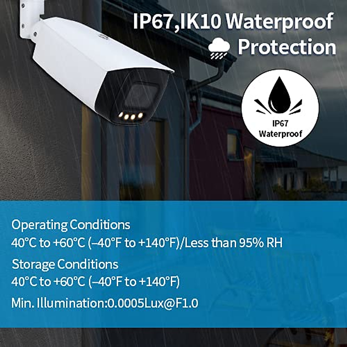 EmpireTech 4K 8MP 1/1.2" CMOS Ultra Low Light Full-Color AI IP Camera Warm LED Bullet SMD 3.0 IP67 Weatherproof, Built-in Mic and Speaker,ePOE and POE, SMD Plus,Face Detection,IPC-Color4K-X 3.6mm