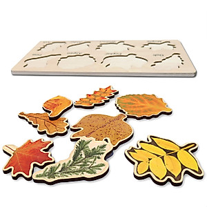 Leaf Wooden Jigsaw Puzzles Educational Learning Stem Toys Boys Girls Birthday Gift Colorful Shape