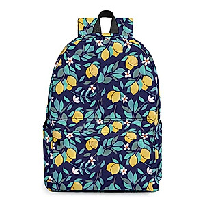 Classic Lemon School Backpack for Teens Girls Students, 17 Inch Lightweight Middle School Bookbags, Casual Daypack with 15 Inch Laptop Compartment for College, Office or Travel, Black