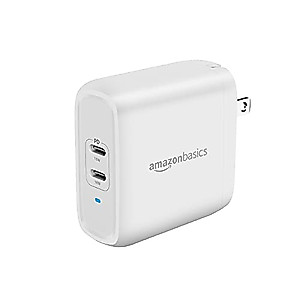 Amazon Basics 36W Two-Port USB-C Wall Charger with Power Delivery PD for Tablets & Phones (iPhone 14/13/12/11/X,iPad,Samsung)-White (non-PPS)