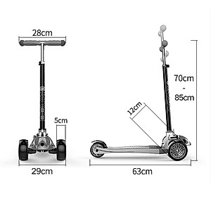 Ygqtbc Scooter for Kids 3 Wheel Kick Scooter for Toddler Girls Boys, Lean to Steer, 4 Adjustable Height, Light Up Wheels for Children Ages 2-16