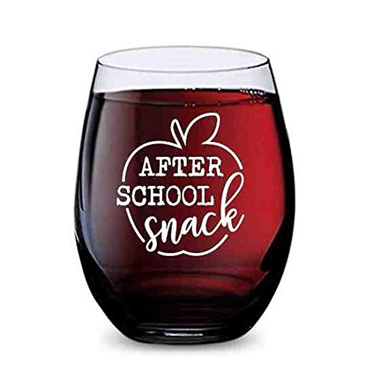 GSM Brands Stemless Wine Glass for Teachers (After School Snack) Made of Unbreakable Tritan Plastic and Dishwasher Safe - 16 ounces