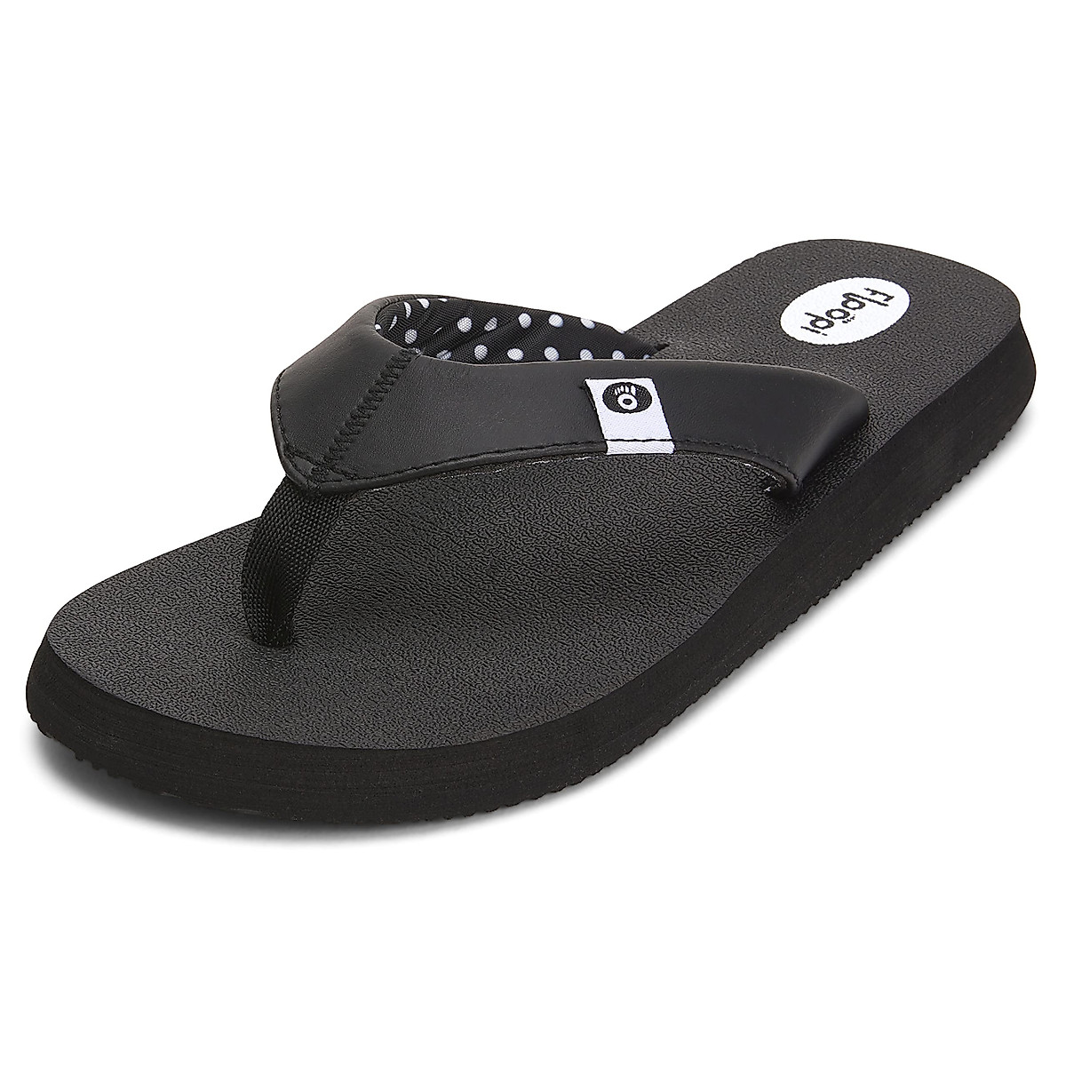 Floopi Womens Yoga Comfort Sponge Thong Flip Flop Sandals (8, Black-518)