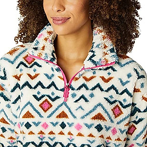 Eddie Bauer Womens Midweight Plush Quarter Zip Fleece Pullover (as1, Alpha, s, Regular, Regular, Vanilla Aztec, Small)