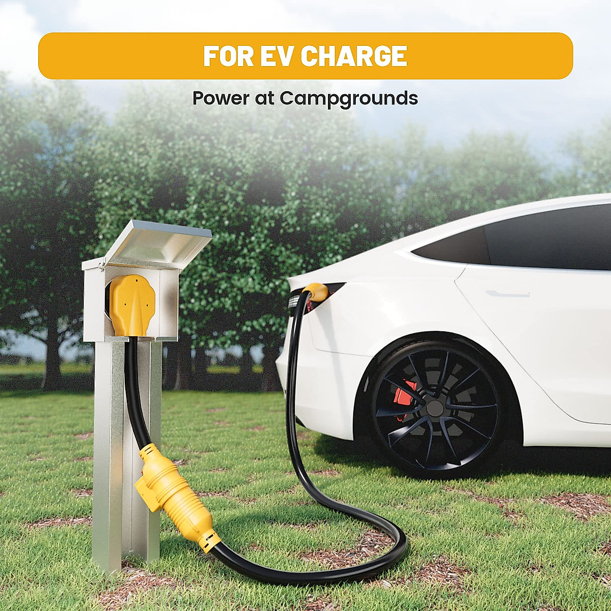 MECMO NEMA 14-50P to NEMA 6-20R for Tesla EV Charging Adapter with Surge Protector Breaker, 1FT 50A 14-50P RV/Generator/Range Plug to 6-15/20R Home Outlet with 20A Breaker