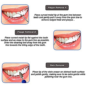 Bonmall Travel Dental Picks, Portable Teeth Stain Remover, Travel Plaque and Tartar Remover — Mini Stain Eraser Dental Tooth Pick Interdental Pick Oral Hygiene Tooth Kit for Travel & Home Use
