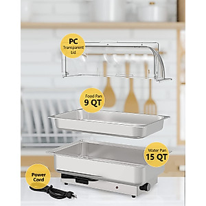 RIEDHOFF Transparent Lid Electric Chafing Dish Set, 2 x 1/2 Pan, silver