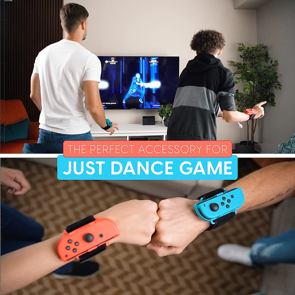 TalkWorks Wrist Band Straps Compatible with Nintendo Switch - Wrist Straps for Just Dance 2023, 2022, 2021, 2020, 2019, 2018, 2015 - Joy-Con Accessories, Adjustable Right/Left Controller