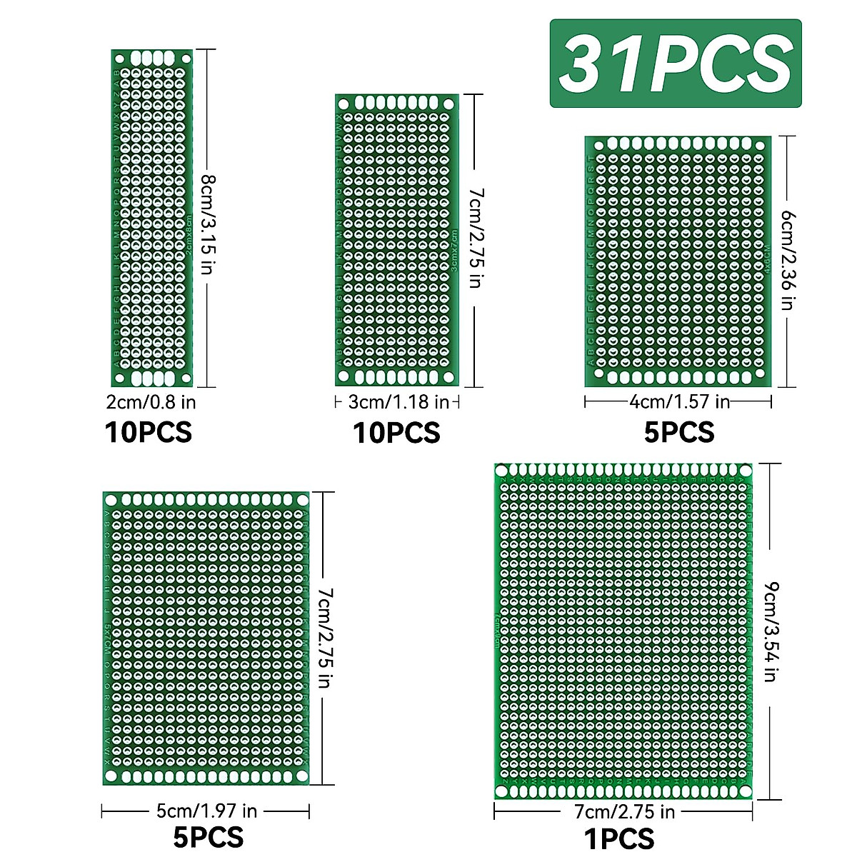 Smraza 104pcs Double Sided PCB Board Kit, Prototype Boards for DIY Soldering and Electronic Project Circuit Boards Compatible with Arduino Kits, 30PCS 40 Pin 2.54mm Male and Female Header Connector