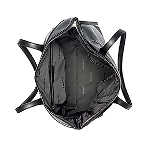 Calvin Klein Brenda Top Zip Tote, Black/Silver