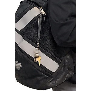 Alban Leather Strap for Wallet Clutch Wristlet Purse Keys Keychain - 2 Clip Strap - Black Silver