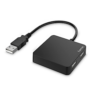 Hama USB Hub, 4 Ports, USB 2.0, 480 Gbps, Black, 00200121
