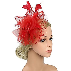 Womens Headbands Non Slip Headband YP Bridal Headpiece Pearl Great Party Flapper Silk Knotted Headbands (Red, One Size)