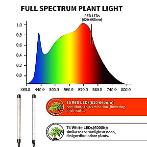 LED Grow Light,6000K Full Spectrum Clip Plant Growing Lamp with White Red LEDs for Indoor Plants,5-Level Dimmable,Auto On Off Timing 3/6/12Hrs
