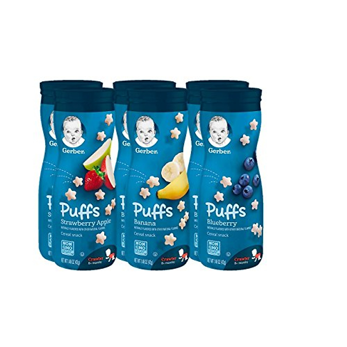 Gerber Graduates Puffs Cereal Snack, Assorted Flavors, 1.48 Ounce, 6 Count