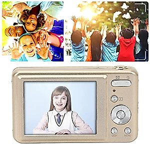 Jeanoko 48MP Digital Camera, Portable Digital Camera Continuous Shooting Self Timer Metal Automatic Light Sensitivity Speed for Senior Citizen(Gold)