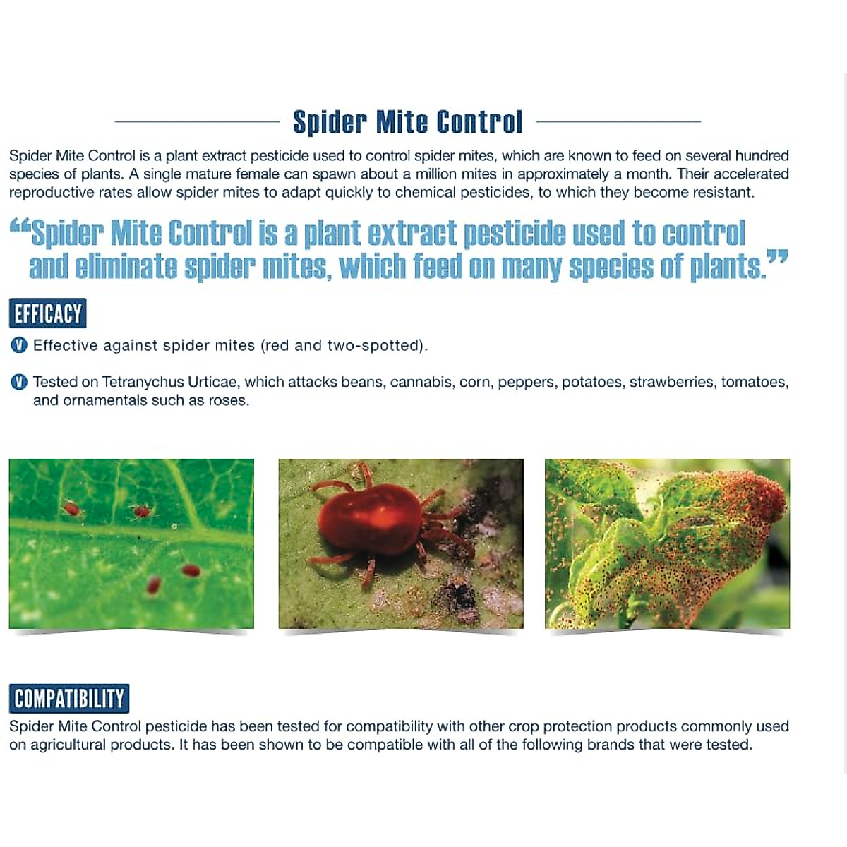 Growers Trust Spider Mite Killer Non-Toxic, Biodegradable - Natural Pesticide-Organic Ingredients- Earth Friendly Pest Control-(Solution Makes 32 oz Ready to use Foliar Spray) JUST ADD Water