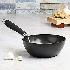 Ecolution Non-Stick Carbon Steel Wok with Soft Touch Riveted Handle, 8",Black