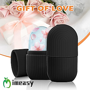 IMEASY Ice Roller for Face and Eye, Upgrated Ice Face Roller,Facial Beauty Ice Roller Skin Care Tools, Ice Facial Cube, Gua Sha Face Massage, Silicone Ice Mold for Face Beauty (Black)