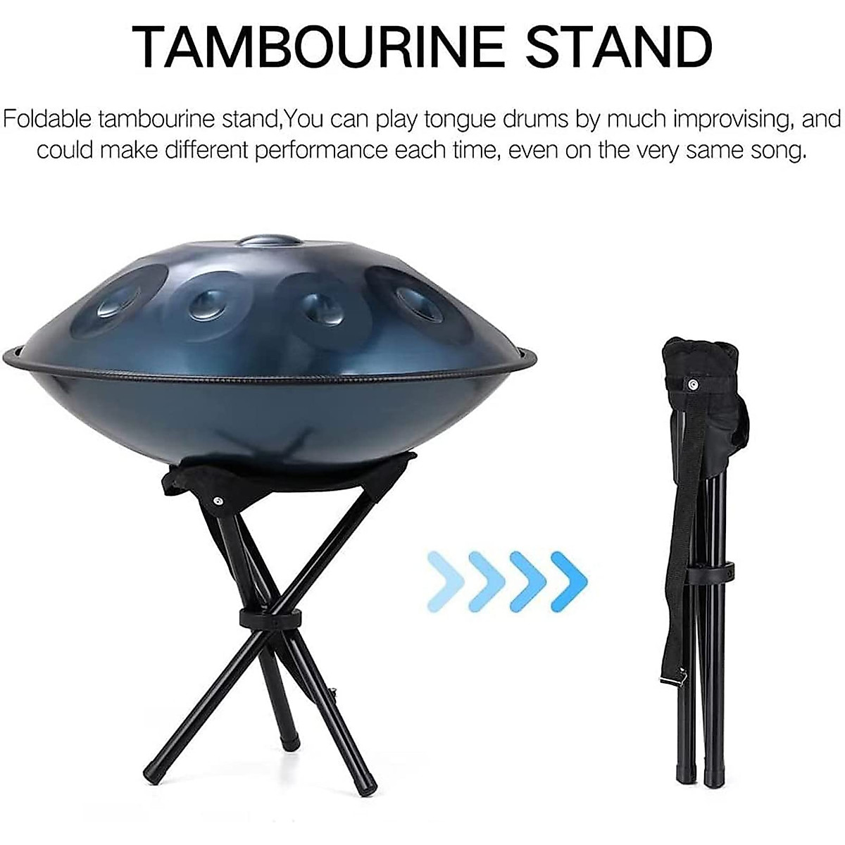 MFYDPP Handpan Drum Instrument In D Minor 12 Notes 22 Inches Steel Hand Pan Drums, With Handpan Bag, Drum Tripod, For Professional Audio Production