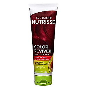 Garnier Nutrisse 5 Minute Nourishing Color Hair Mask with Triple Oils Delivers Day 1 Color Results, for Color Treated Hair, Vibrant Red, 4.2 Fl Oz