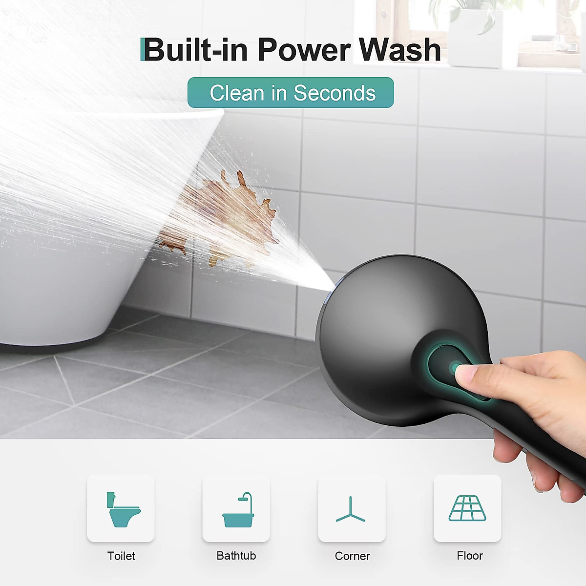SR SUN RISE Shower Head - 9 Settings High Pressure Detachable Power Wash Handheld Showerhead, Spray Hand Showers with Extra Long Hose and 360° Adjustable Wall & Overhead Brackets (Matte Black)