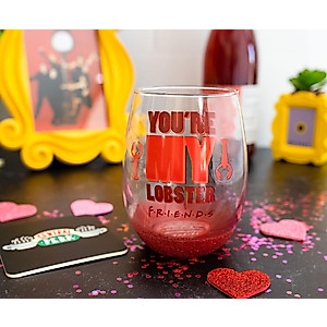 Silver Buffalo Friends You're My Lobster Teardrop Stemless Wine Glass | Holds 20 Ounces